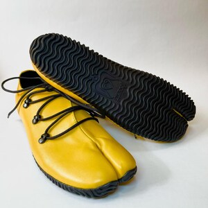 Handmade Yellow Italian Leather Tabi Boots, Split Toe Jikatabi Loafers ...