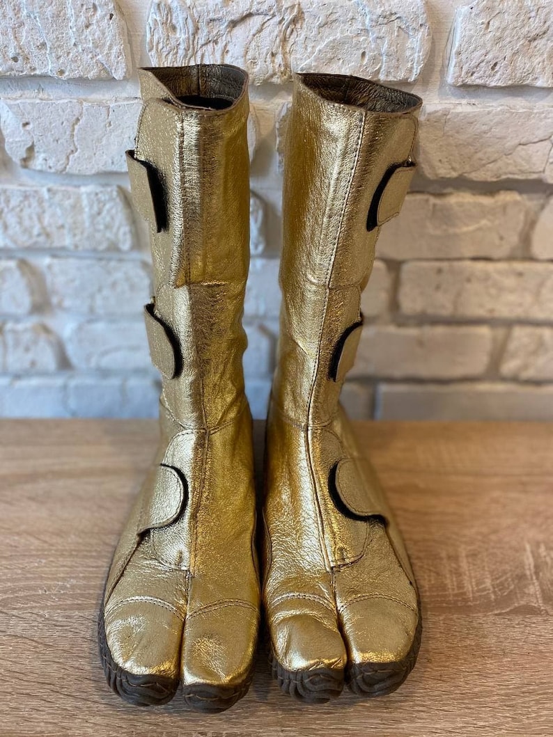 Gold Leather Tabi Shoes Super Fan Art Tabi Shoes Perfomance - Etsy