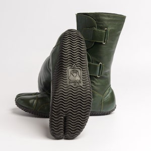 Tabi Boots Margiela Tabi Men Handcrufted Split Toe Green Leather Boots ...