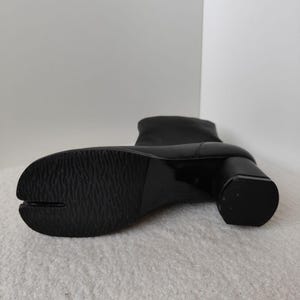 Women Heel Tabi Boots Split Toe Chunky High Heel Handmade BLACK ...