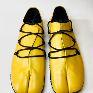 Handmade Yellow Italian Leather Tabi Boots, Split Toe Jikatabi Loafers ...