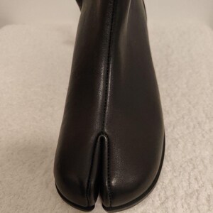 Women Heel Tabi Boots Split Toe Chunky High Heel Handmade BLACK ...