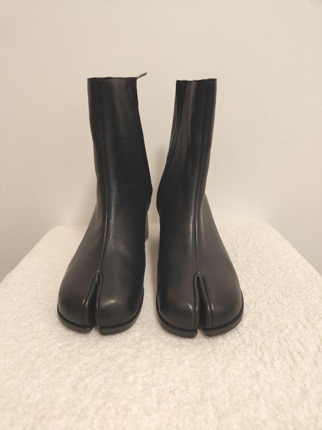 Women Heel Tabi Boots Split Toe Chunky High Heel Handmade BLACK ...