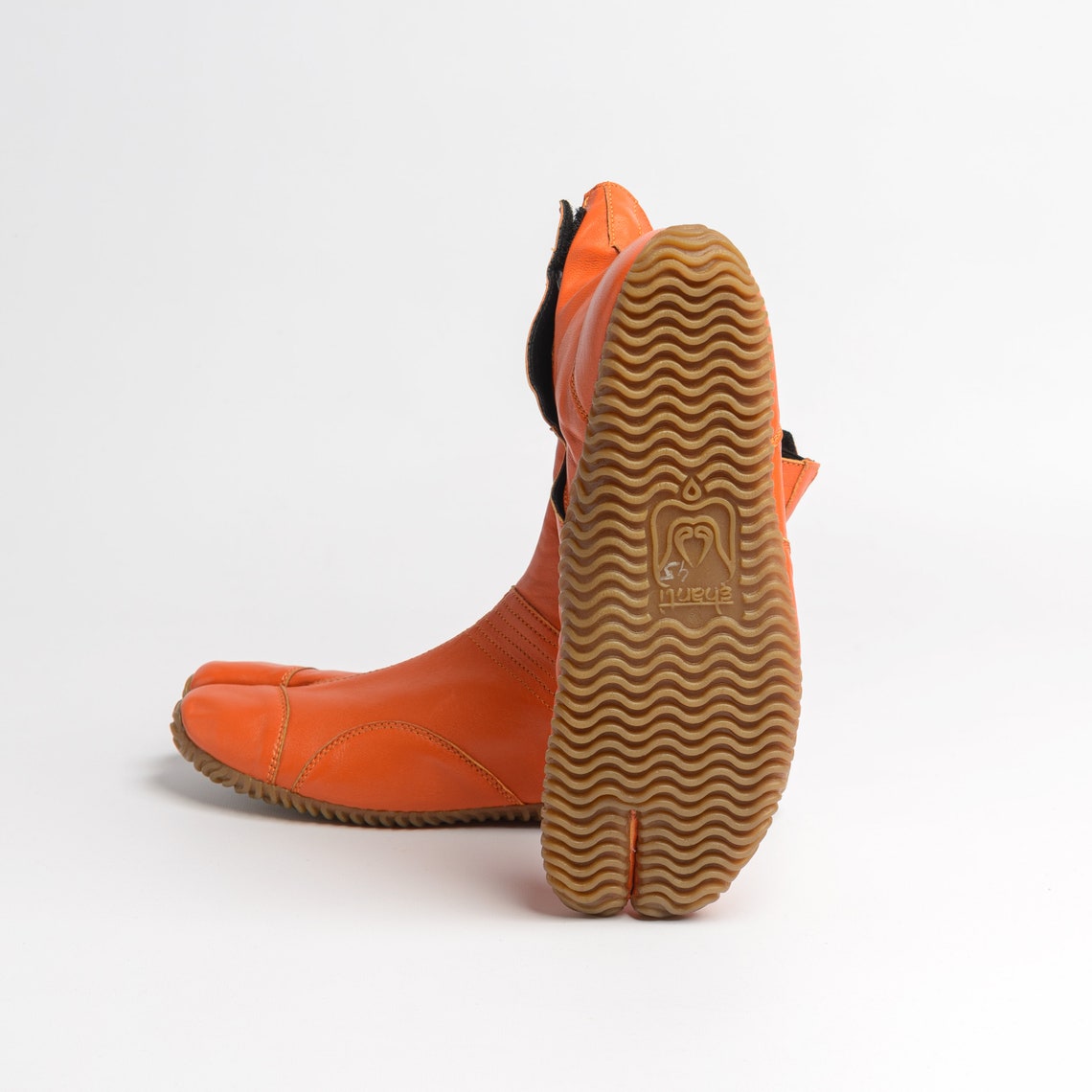 Jikatabi Tabi Shoes Tabi Ninja Boots Orange Leather Tabi Loafers ...