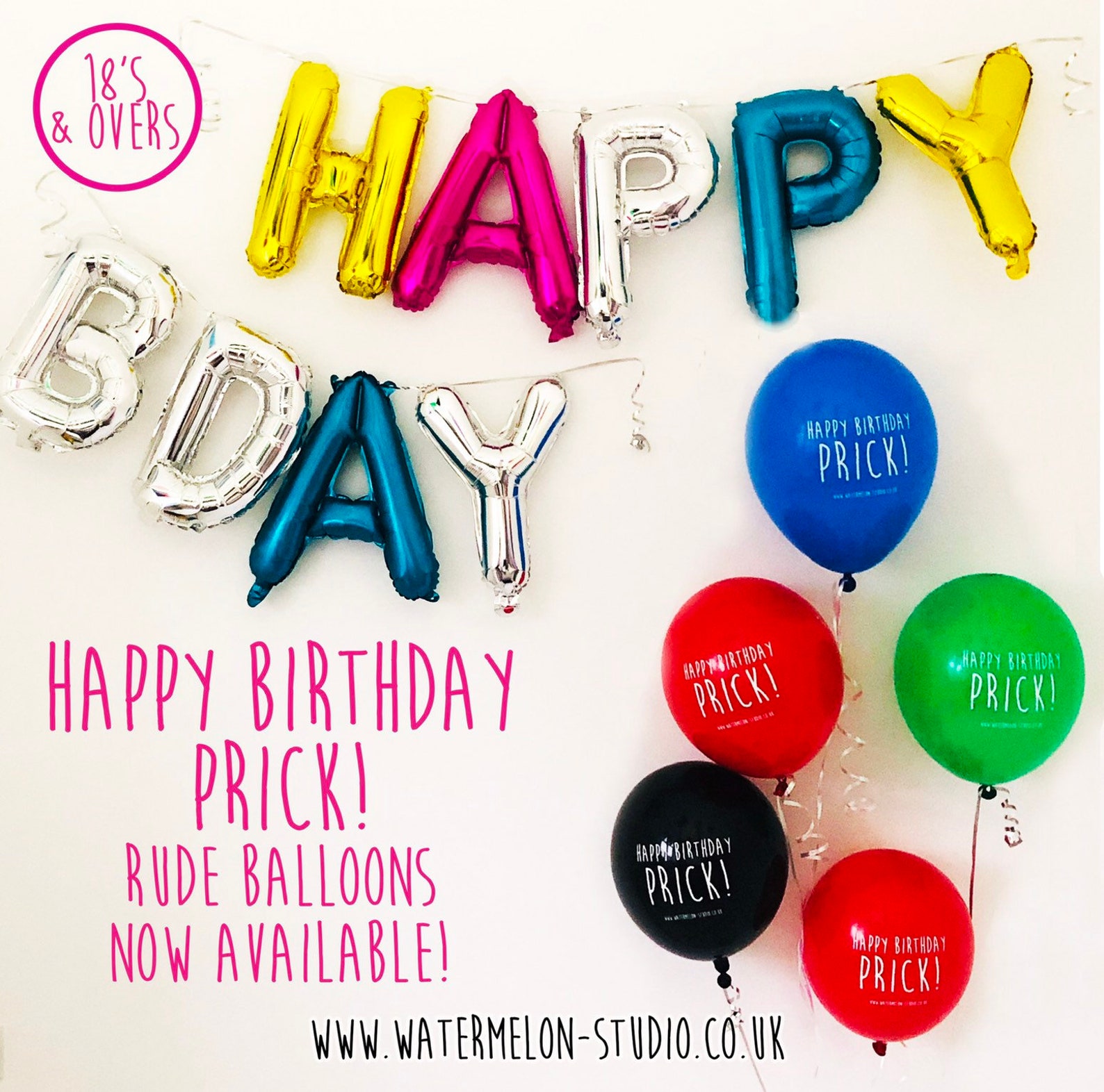 Birthday Balloons Happy Birthday Prick Rude Balloons Swearing Balloons ...