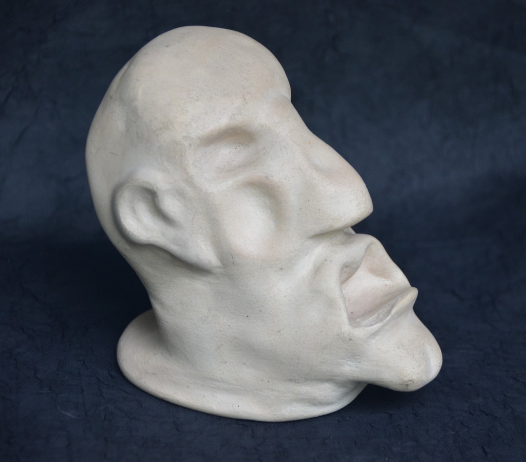 Sculpture Man's Face Scary Grimace OOAK Clay ? Sculpture Grotesque Man ...