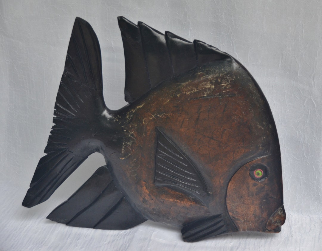 Ocean Fish Angelfish Hand-carved Vintage Large 13-1/2 in Length X 11-1/ ...