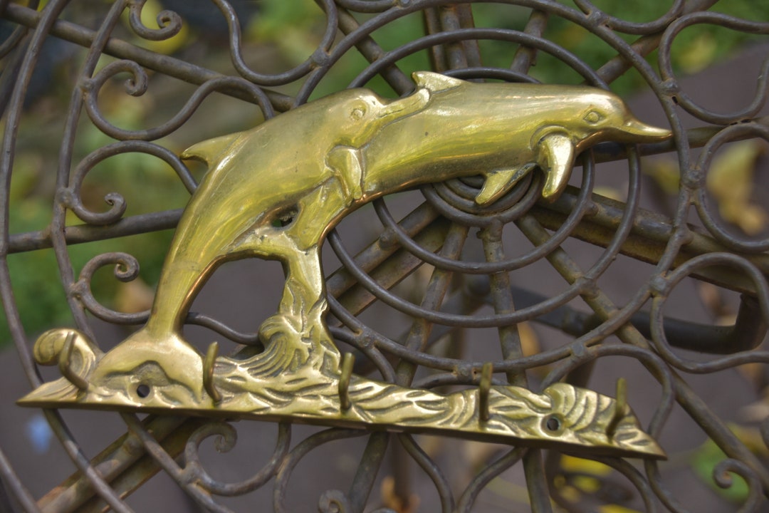 Dolphin Wall Hanger for Belts Etc Brass With 5 Hooks 7.5" Long Eb4799 ...