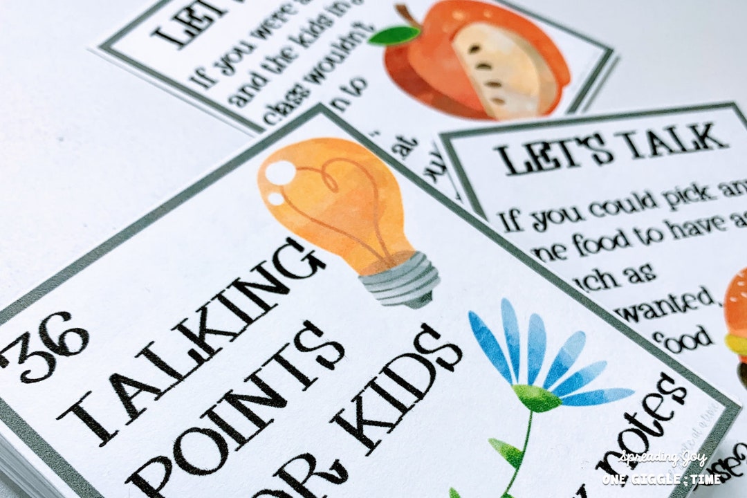 Lunch Box Conversation Starter Cards for Kids (set of 36) (digital ...