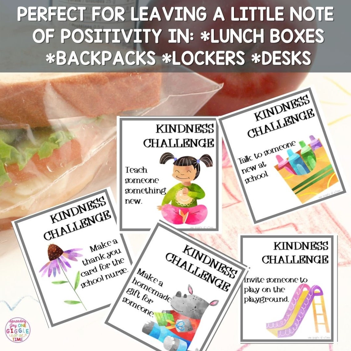 Lunch Box Notes for Kids | Kindness Cards for Kids |acts of Kindness ...