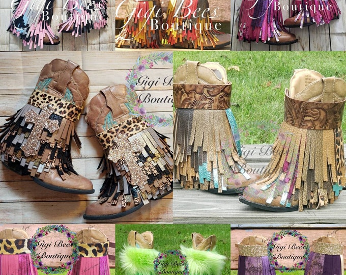 Custom KIDS Boot Covers, Leather Fringe, Boot Accessories, Boot Wraps ...
