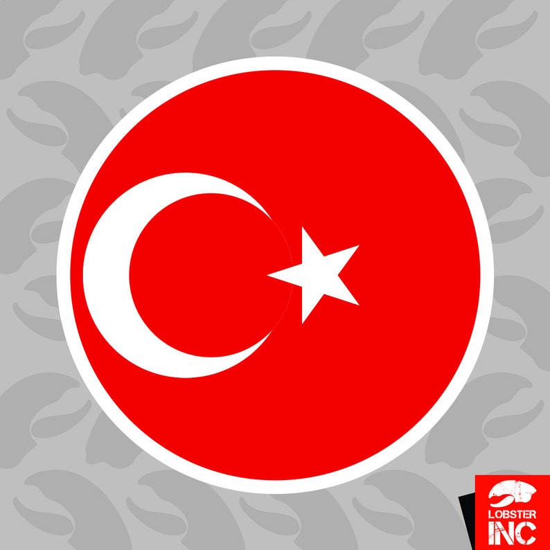 Round Turkish Flag Sticker Self Adhesive Vinyl Turkey Circle - Etsy
