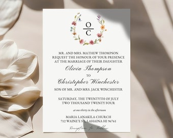 Modern Minimalist Monogram Crest Blue Editable 13 Canva Wedding ...