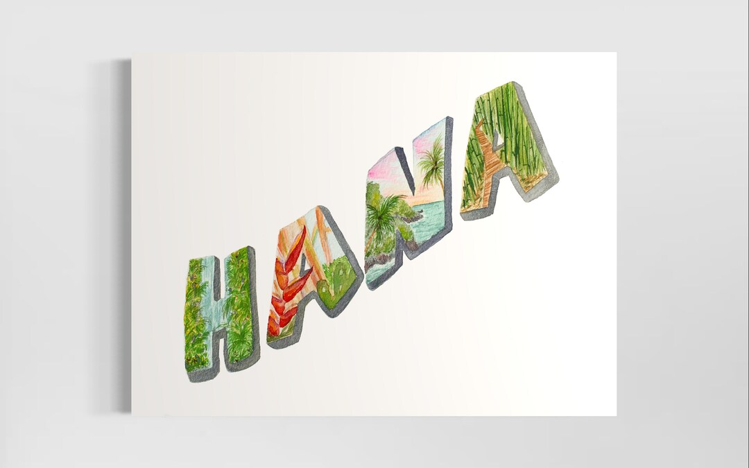 The Road to Hana Maui Hawaii Sign Watercolor Painting Print - Etsy