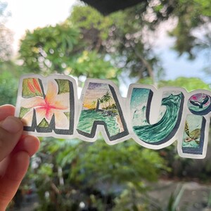 Maui Hawaii Sticker With Plumeria, Beach, Wave, Whale, and Turtle - Etsy