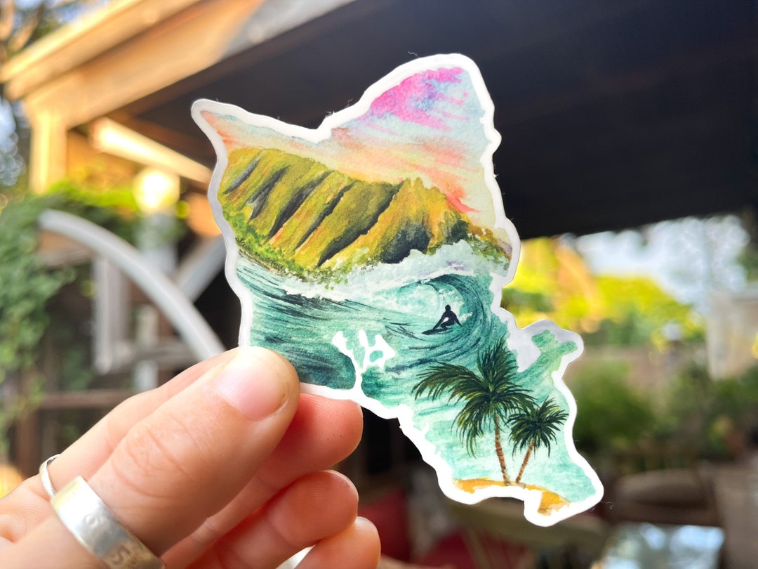 Oahu Hawaii Silhouette Surf Tropical With Mountains and Sunset - Etsy