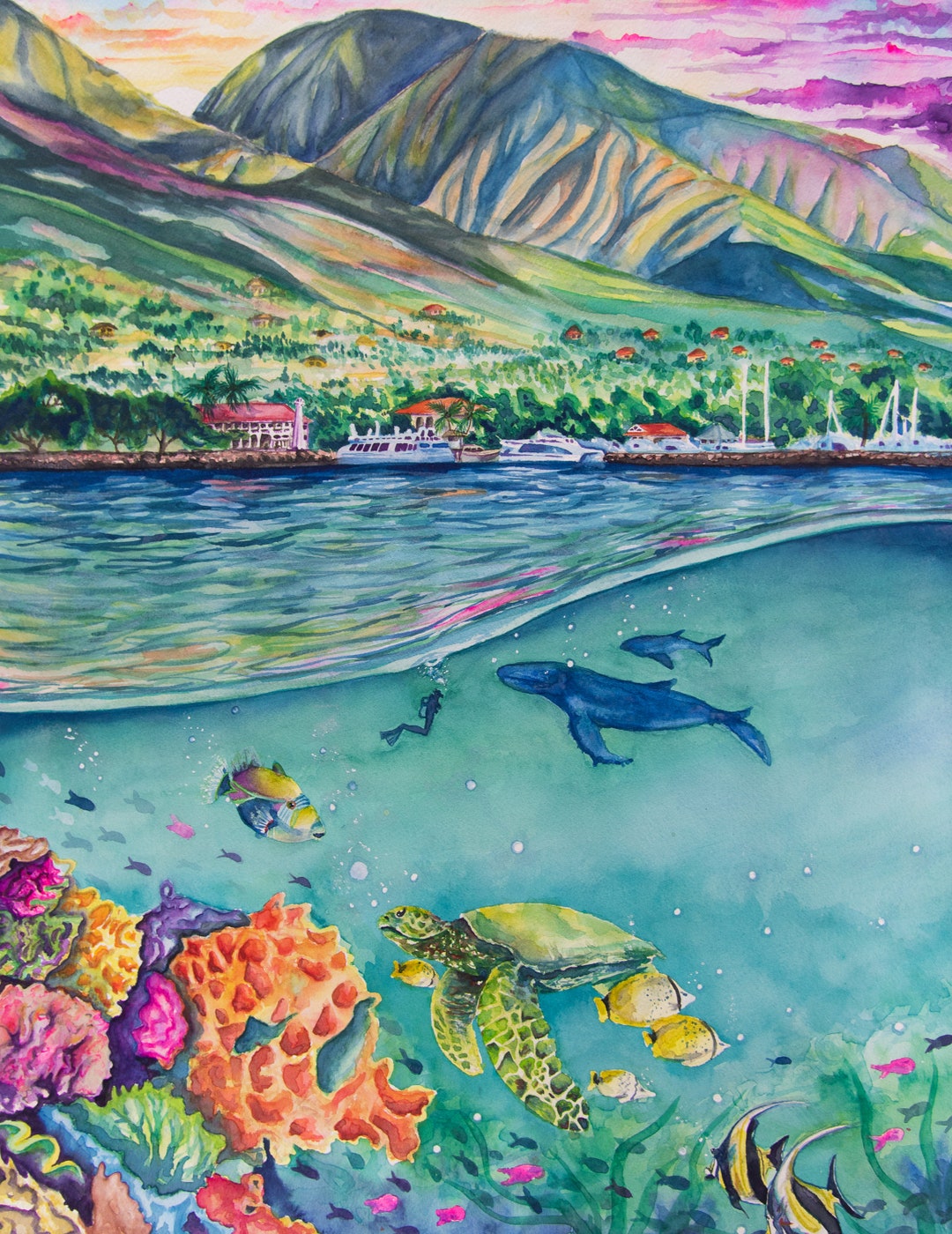 Lahaina Maui Painting | Lahaina Maui Artwork | Watercolor Painting ...