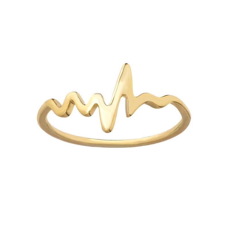Solid Gold Heartbeat Ring Dainty Human Life Ring EKG Ring - Etsy