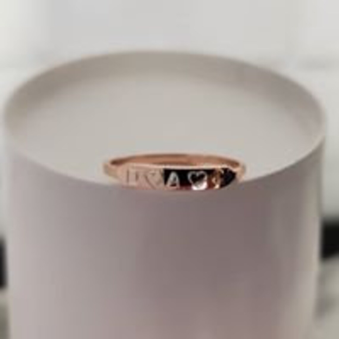 Solid Gold Bar Ring With Engraved Date Personalized Stacking - Etsy