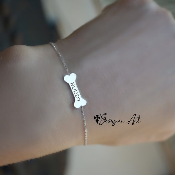 Solid Gold Mini Engraved Bone Charm Bracelet in Solid Gold: | Etsy