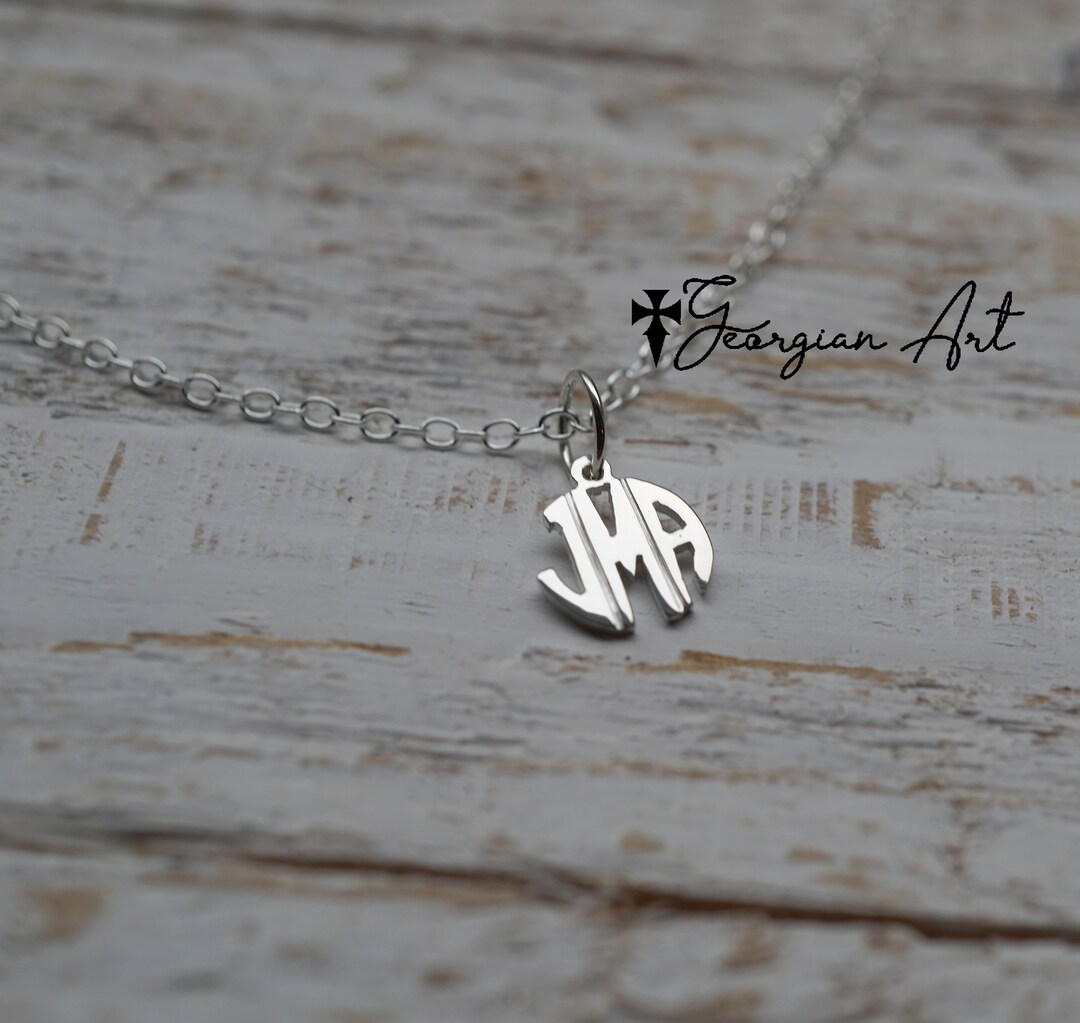 Personalized Mini Monogram Necklace With Modern Initials in Solid Gold ...