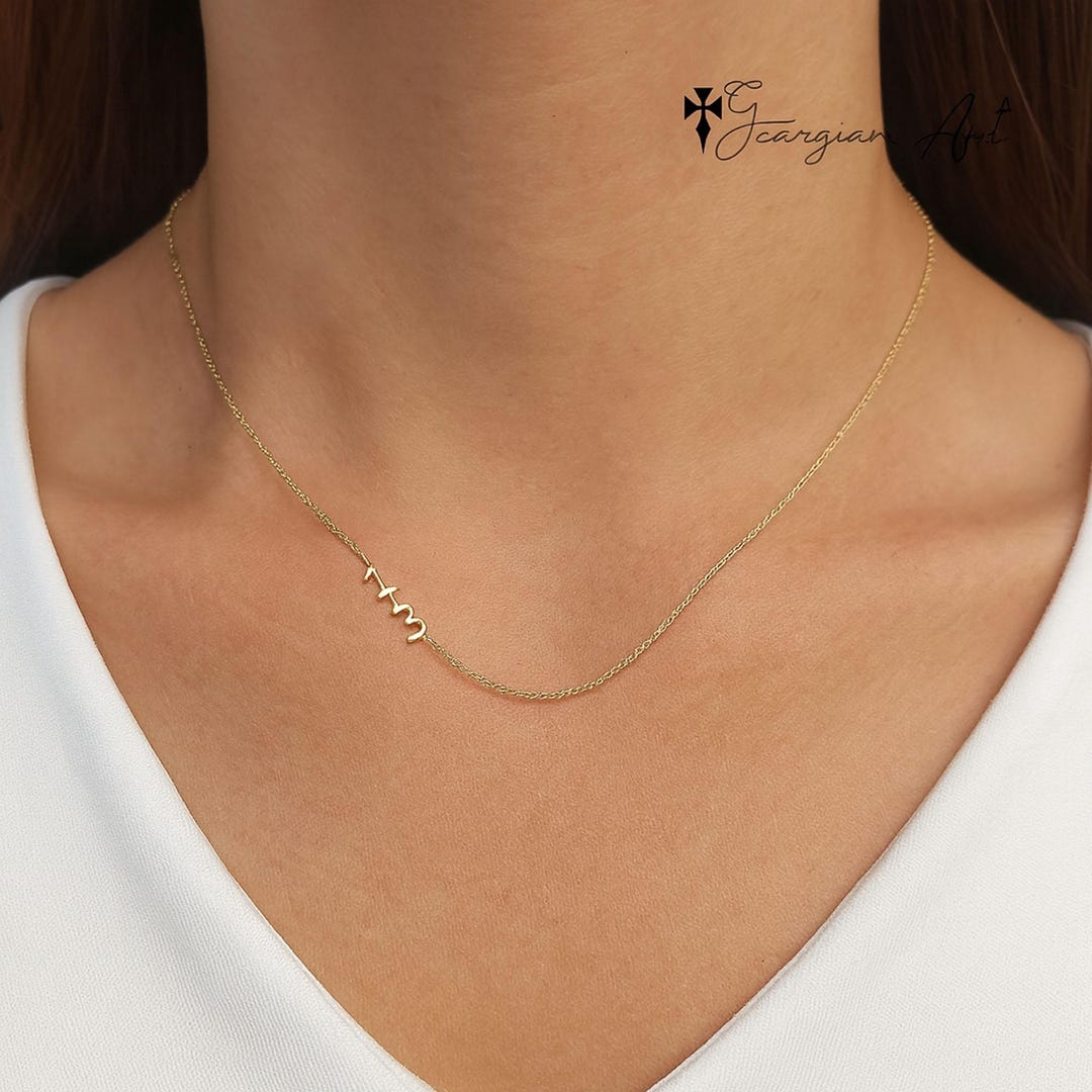 Personalized Mini Numbers Charm Necklace in Solid Gold, Sports Number ...