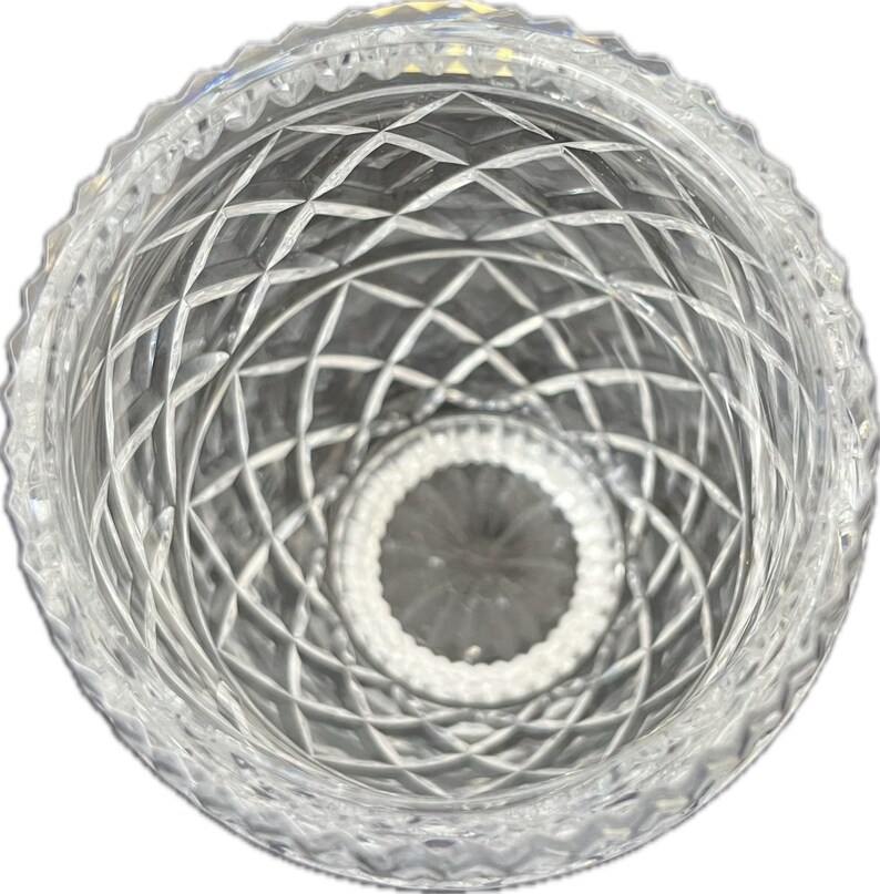 1980s Waterford Crystal Vase Gothic Mark - Diamond Cross Cut and Ribbed ...