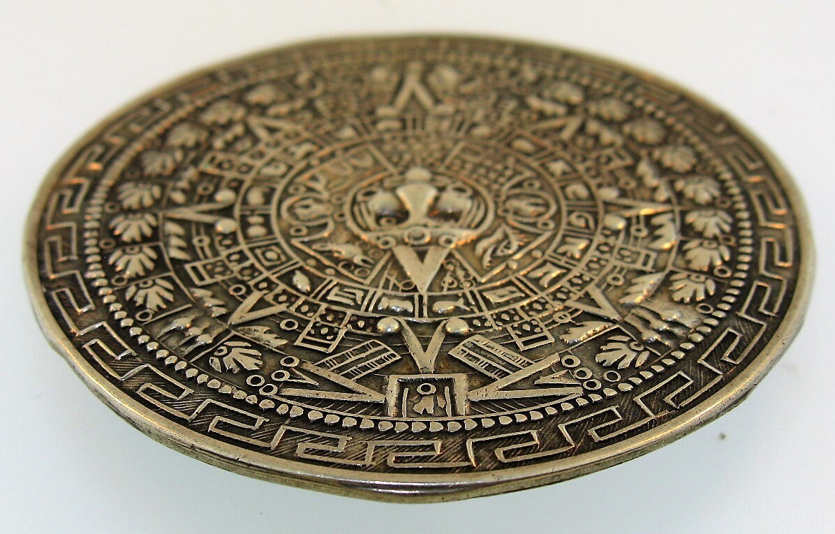 Vintage Mexican Sterling Silver Aztec Calendar Pendant Brooch Pin - Etsy