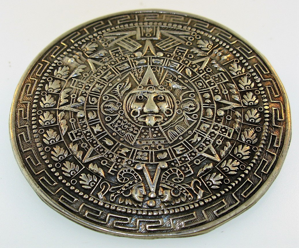 Vintage Mexican Sterling Silver Aztec Calendar Pendant Brooch Pin - Etsy