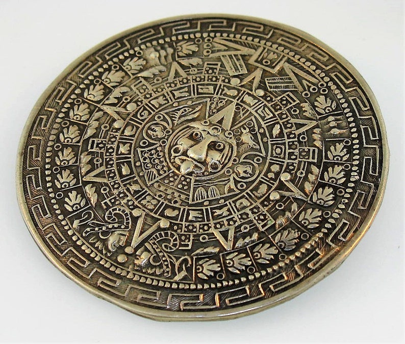 Vintage Mexican Sterling Silver Aztec Calendar Pendant Brooch Pin - Etsy