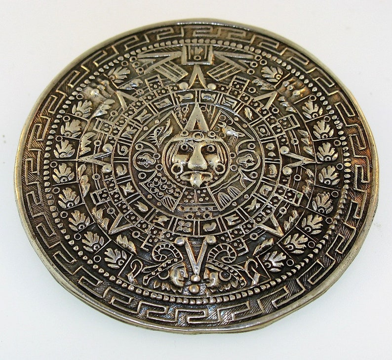 Vintage Mexican Sterling Silver Aztec Calendar Pendant Brooch Pin - Etsy