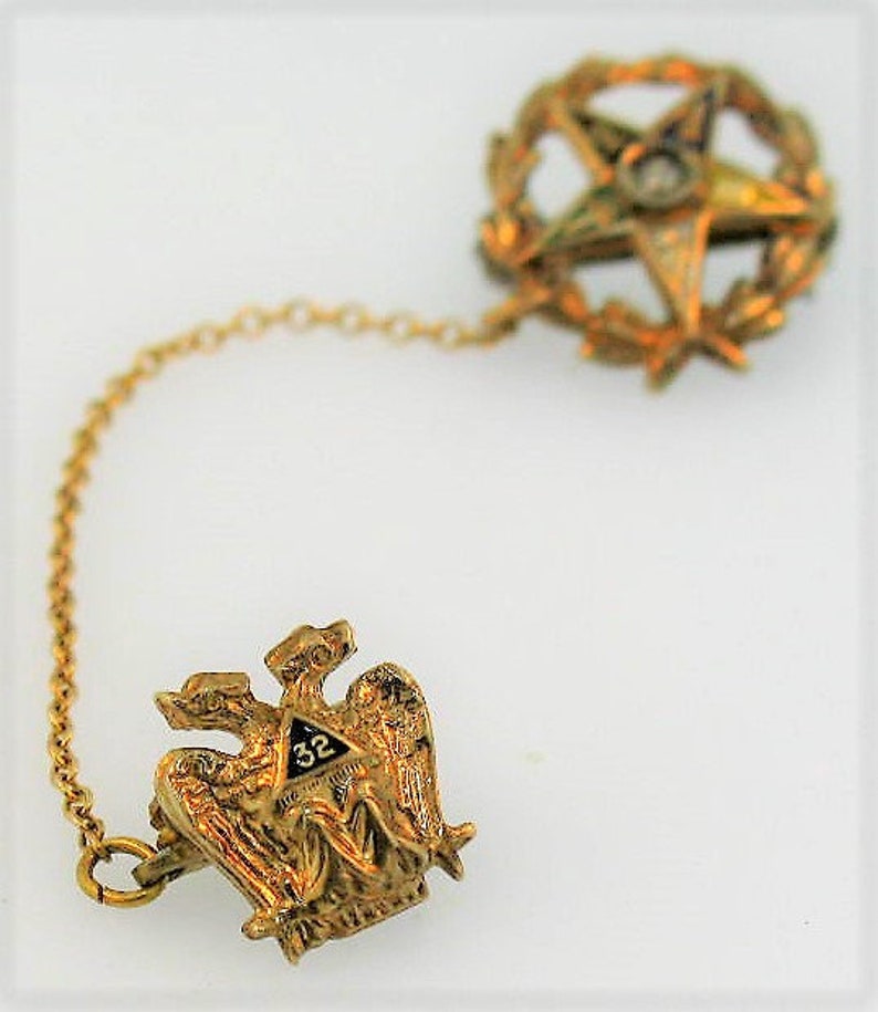 Antique 1800s Scottish Rite Double Eagle 32nd Degree Enameled Masonic ...