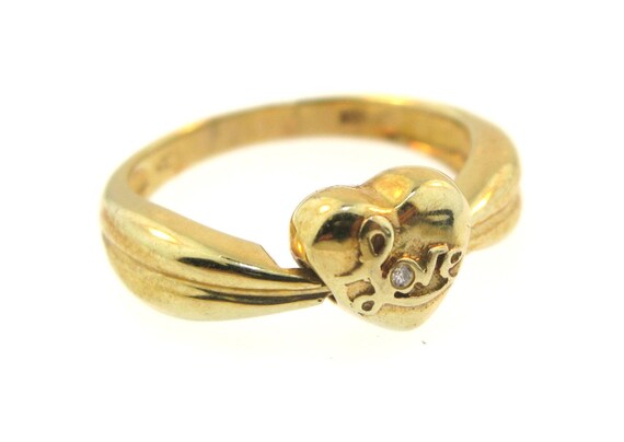1970s 10K "Love" Ring with Diamond in Spinning Heart - Gem