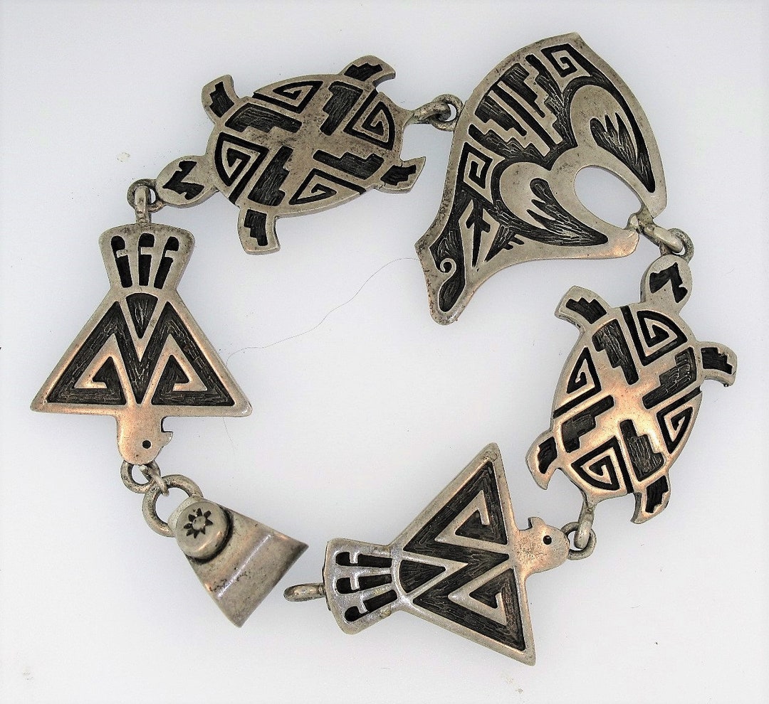Vintage J.R. Silversmiths Solid Sterling Silver Navajo Animal Motif ...