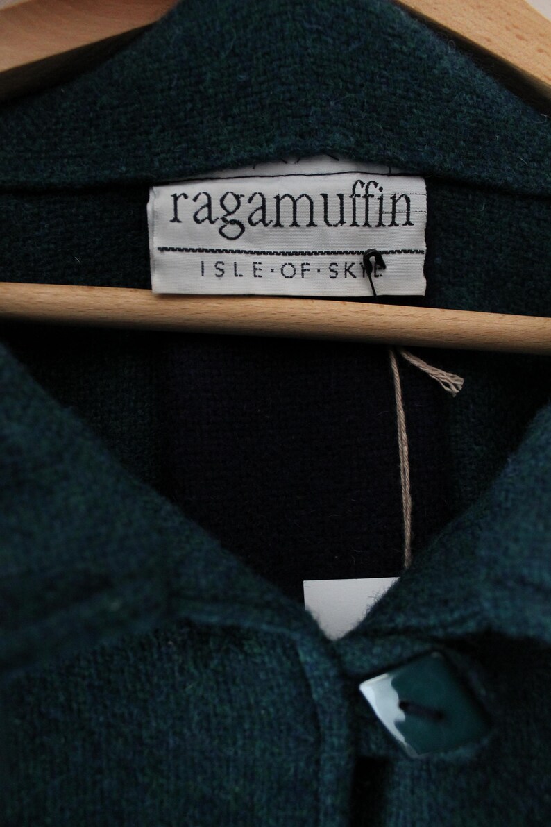 Vintage Statement Wool Coat in Green, Blue Wool Coat Long, One Size ...