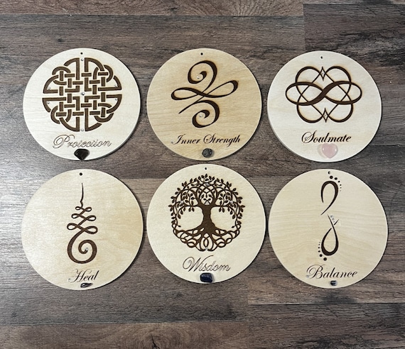 Wood Burned Celtic Symbols Intention Wall Hanging Circles With - Etsy