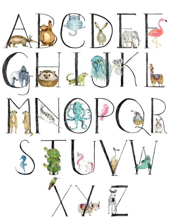 Animal Alphabet Print | Etsy