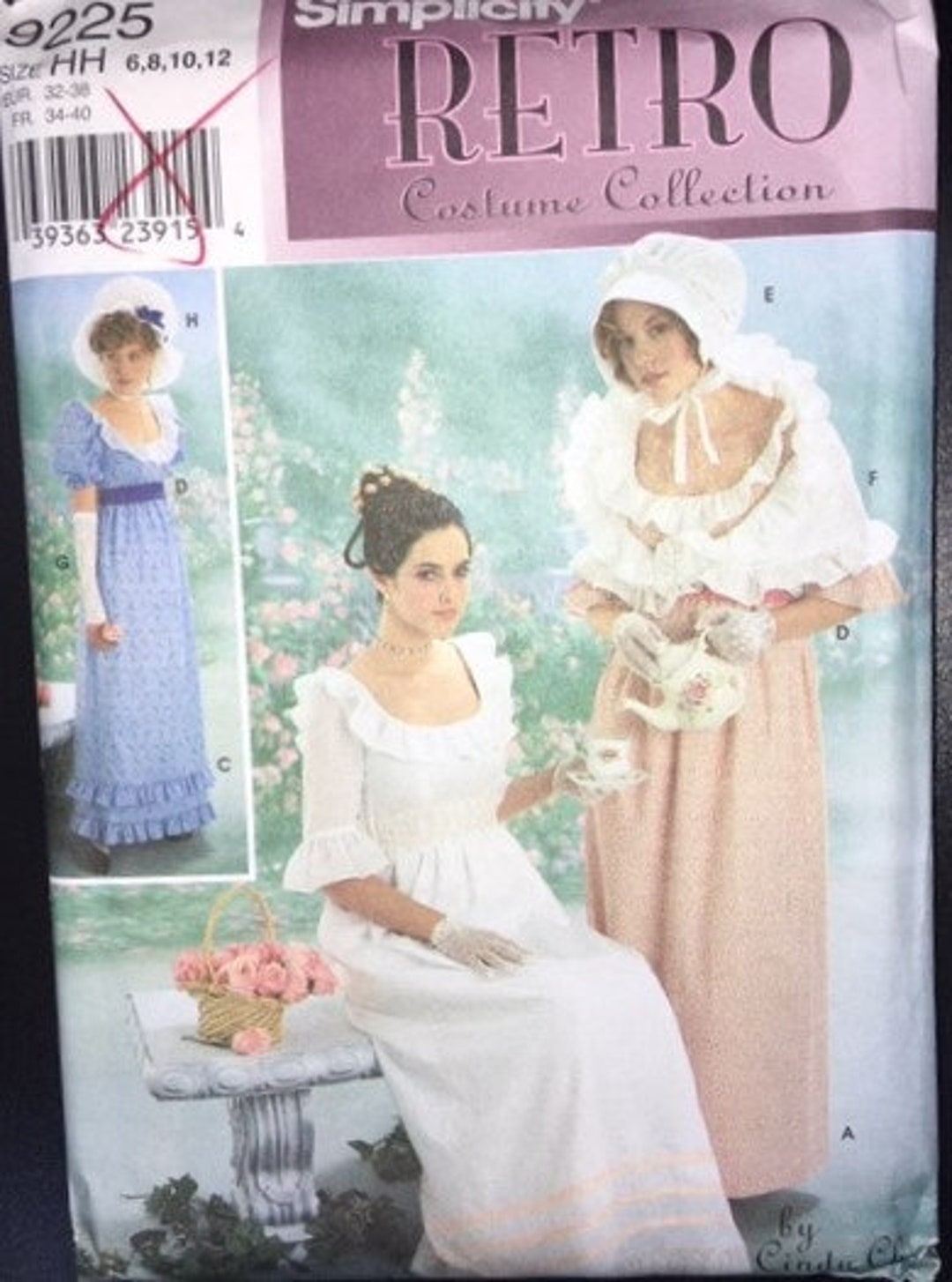 Simplicity 9225 Adult Costume Pattern Regency Period Dress With Bonnet ...
