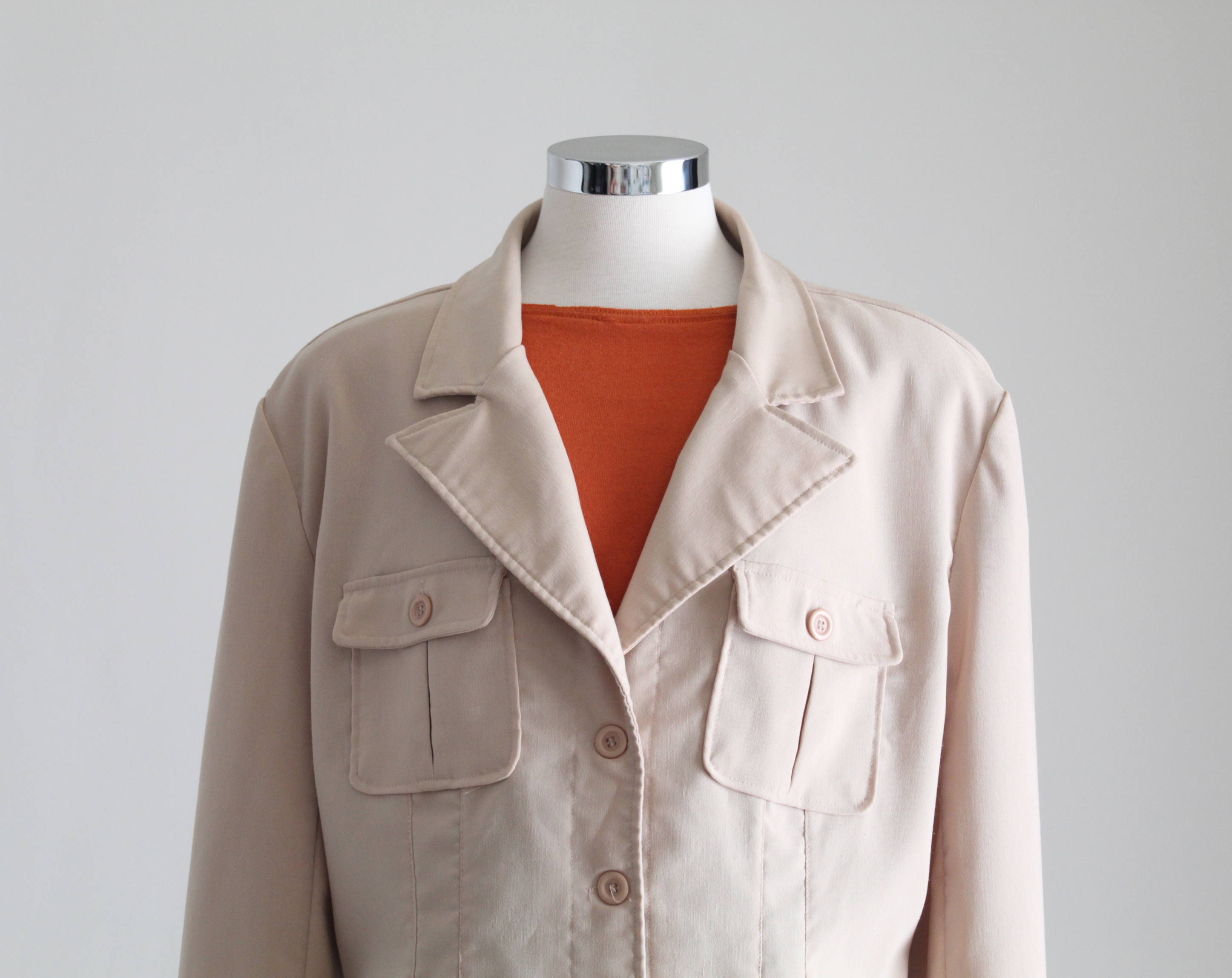 Beige Chore Jacket, Womens Safari Jacket, Chore Blazer, Utility Jacket ...