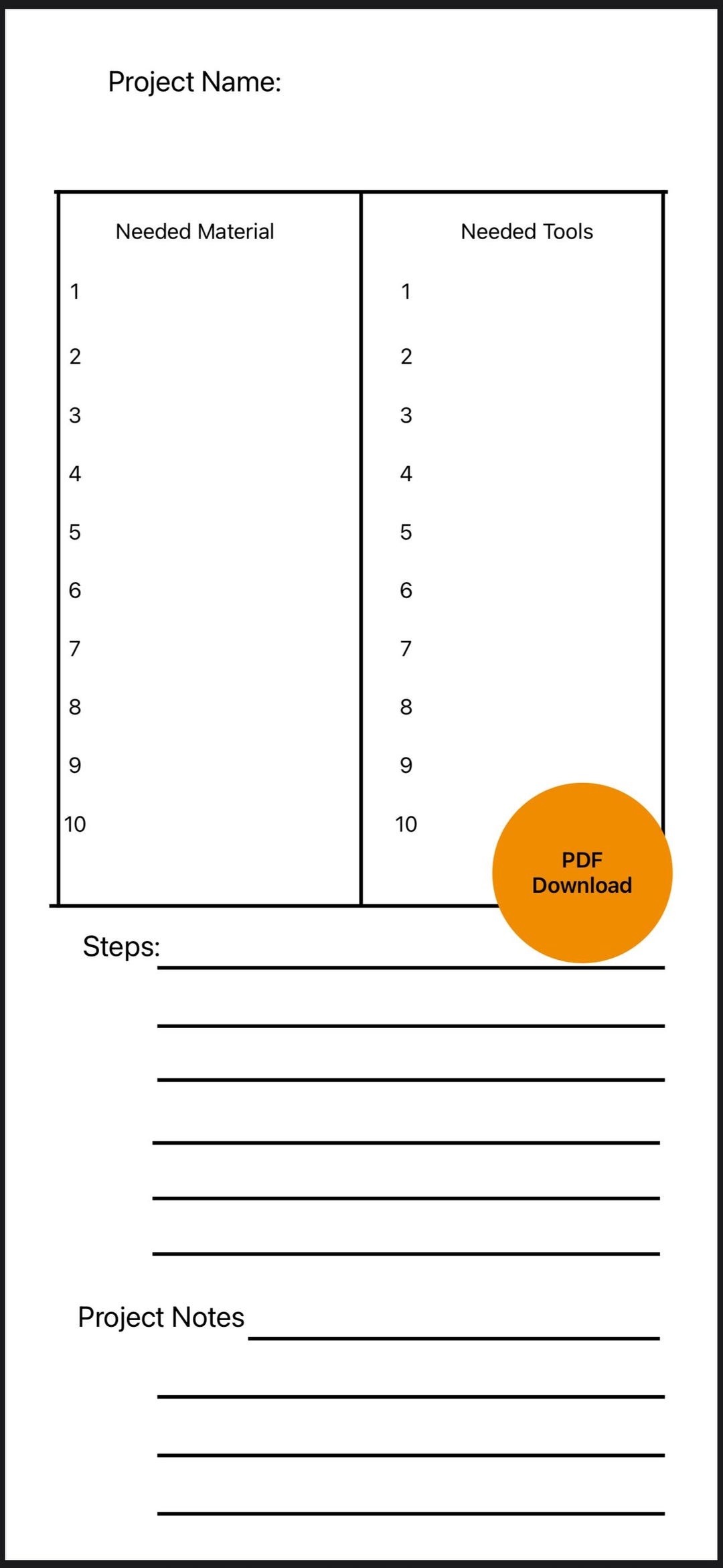 Simple Project Checklist Printout - Etsy