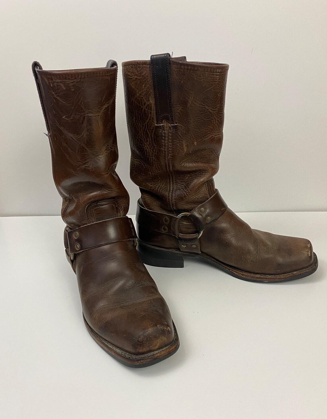 Vintage Brown Leather Frye Harness Boots /size Approx 11-12/ Motorcycle ...