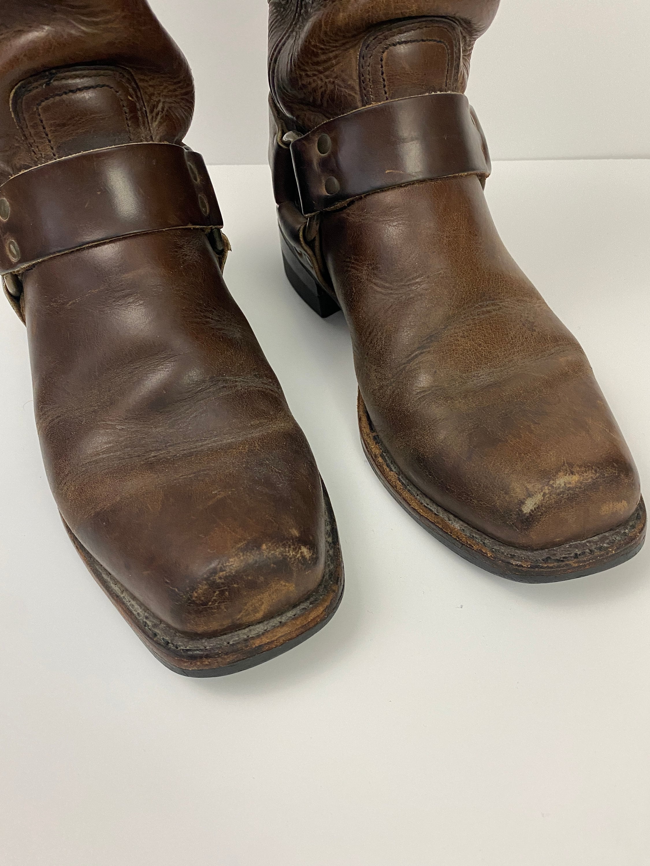 Vintage Brown Leather Frye Harness Boots /size Approx 11-12/ Motorcycle ...