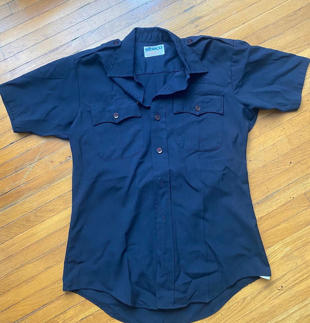 1970s Blue Short Sleeve Button up Uniform Mens Shirt by Elbeco - Etsy ...