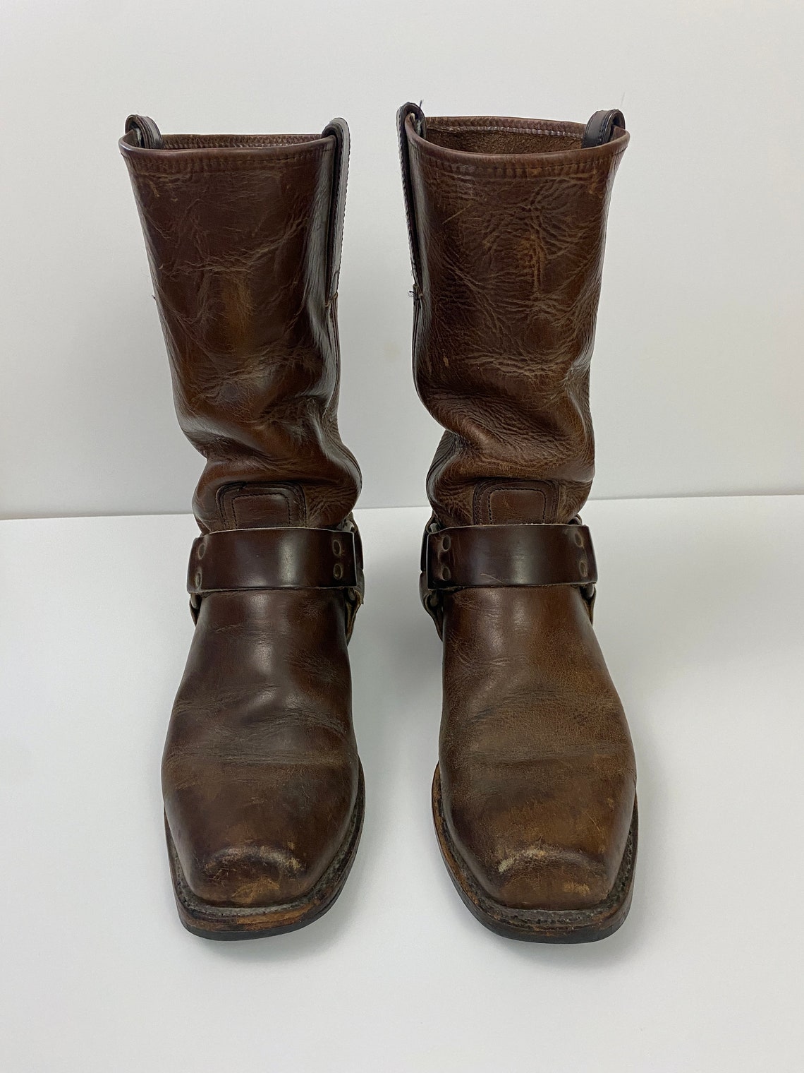 Vintage Brown Leather Frye Harness Boots /size Approx 11-12/ Motorcycle ...
