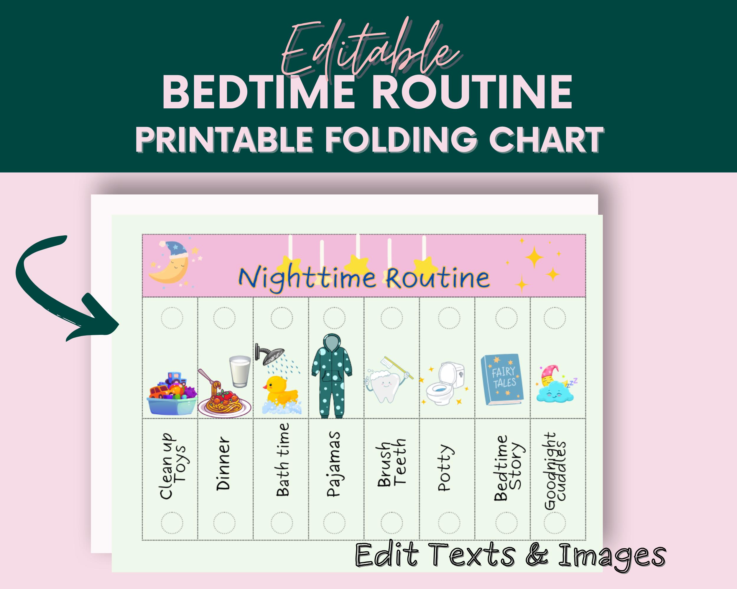 Editable Bedtime Routine Chart - Etsy