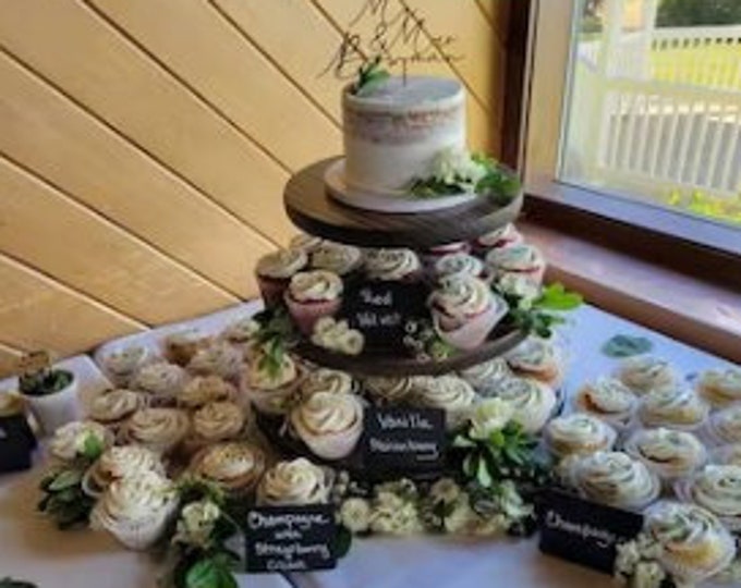 Cupcake Display, 3 Tier Wedding Cake Stand, Rustic Party Display ...