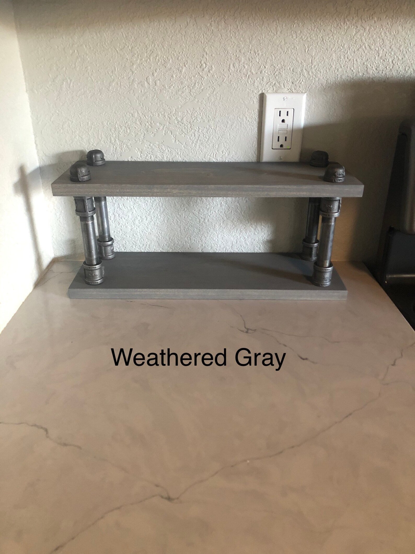 2-tier Countertop Shelf, Spice Rack, Kitchen Wood Pipe Riser, Rustic ...