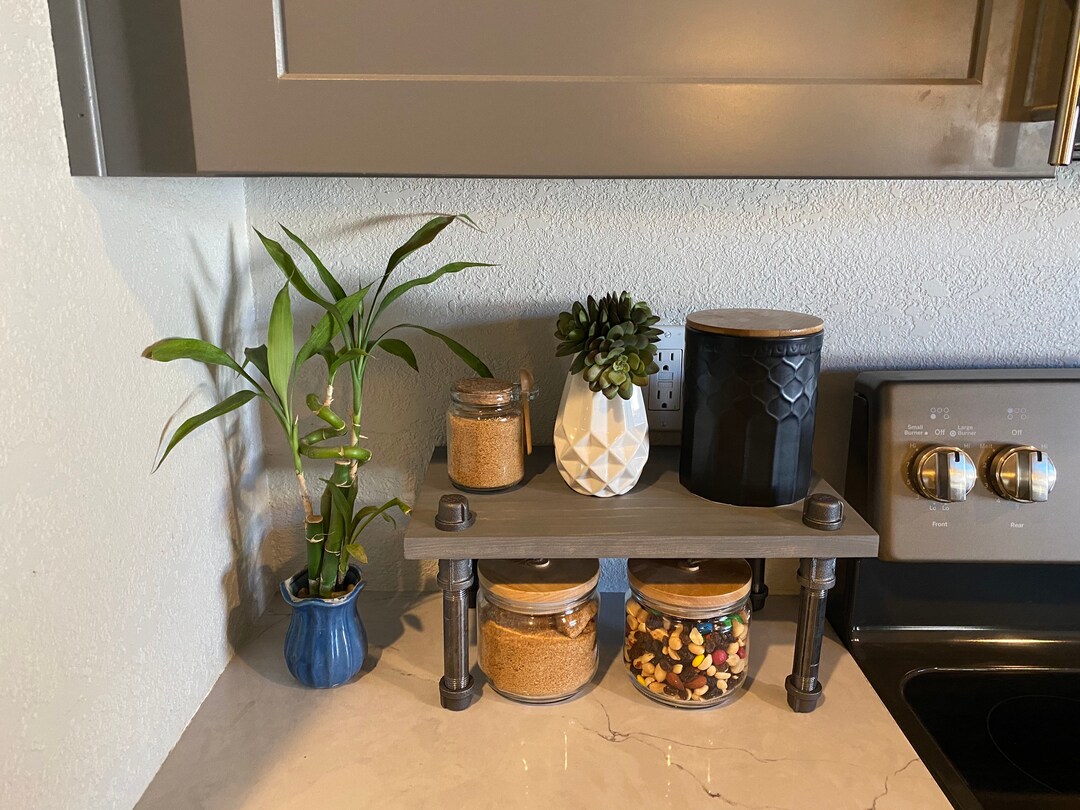 Rustic Industrial Countertop Shelf: Wood & Iron Pipe, 10" Deep - Etsy