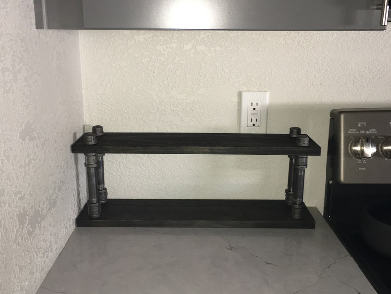 2-tier Countertop Shelf Spice Rack Kitchen Wood Pipe Riser | Etsy