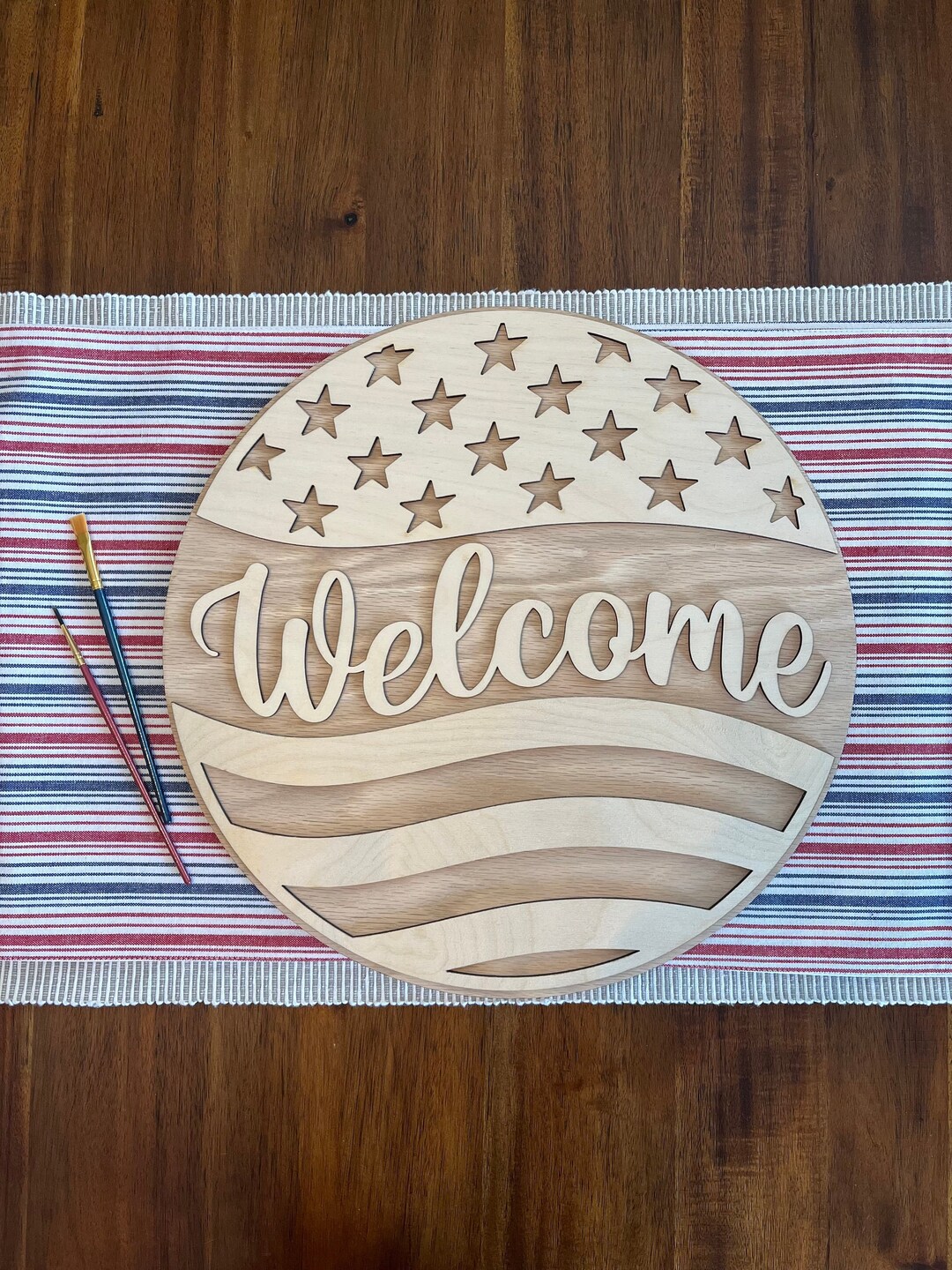 Welcome Stars and Stripes Door Hanger DIY Kit | Unfinished | Paint Your ...